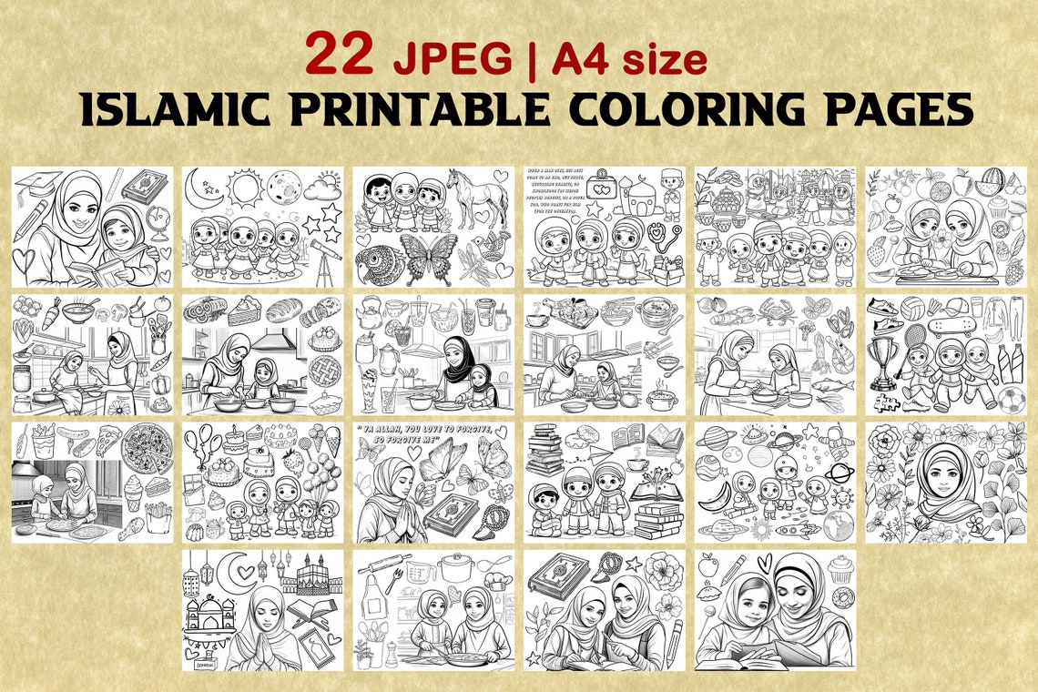 Islamic Coloring Pages | Muslim Kids | Digital Files JPEG | Printable ...