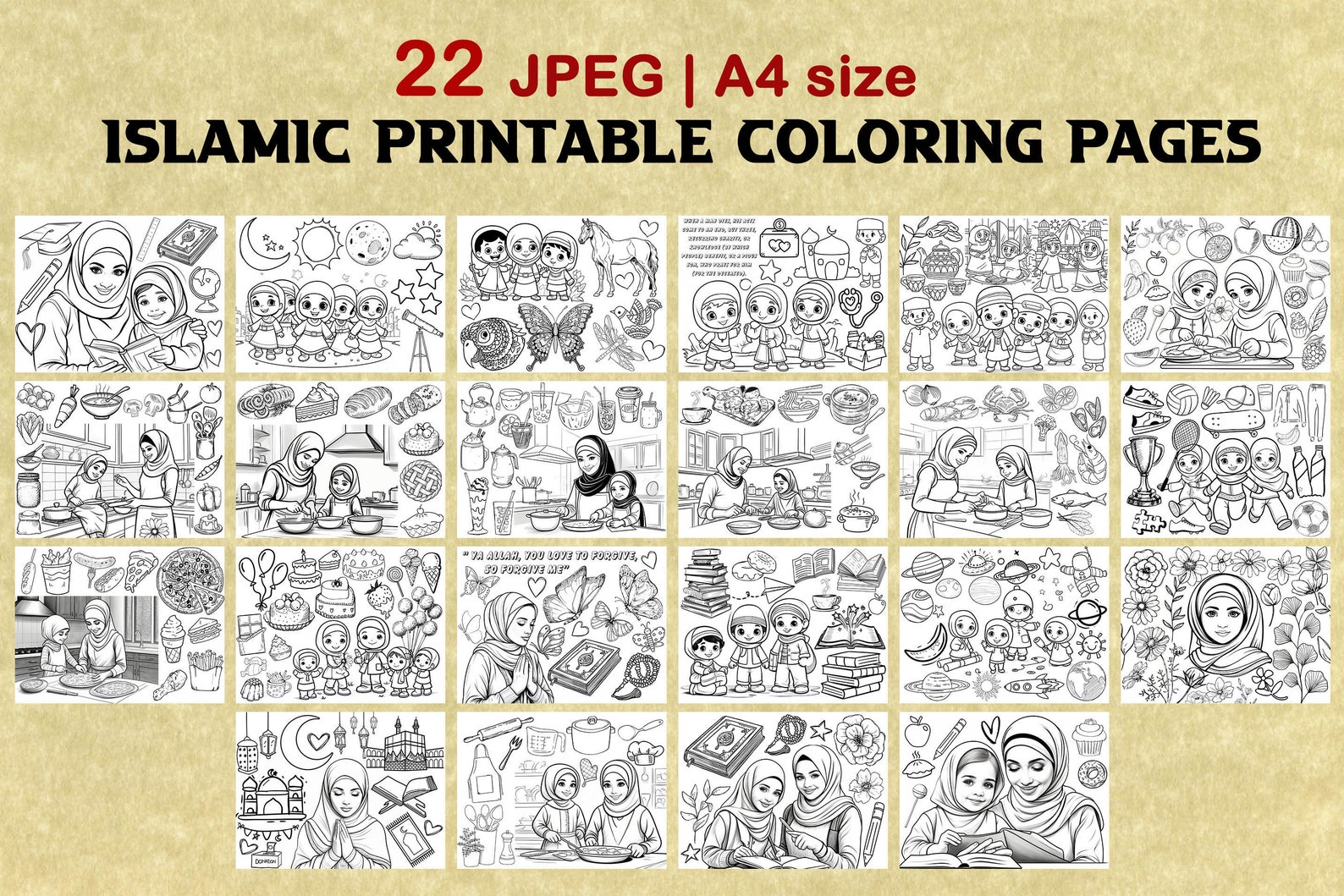 Islamic Coloring Pages | Muslim Kids | Digital Files JPEG | Printable ...