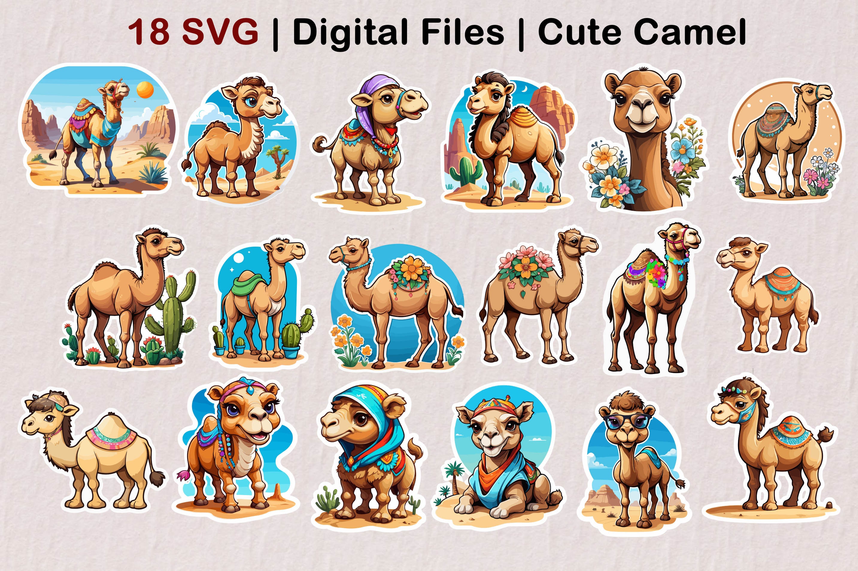 Camel Cute Camel Digital Stickers Digital File Funny Camel Stickers ...