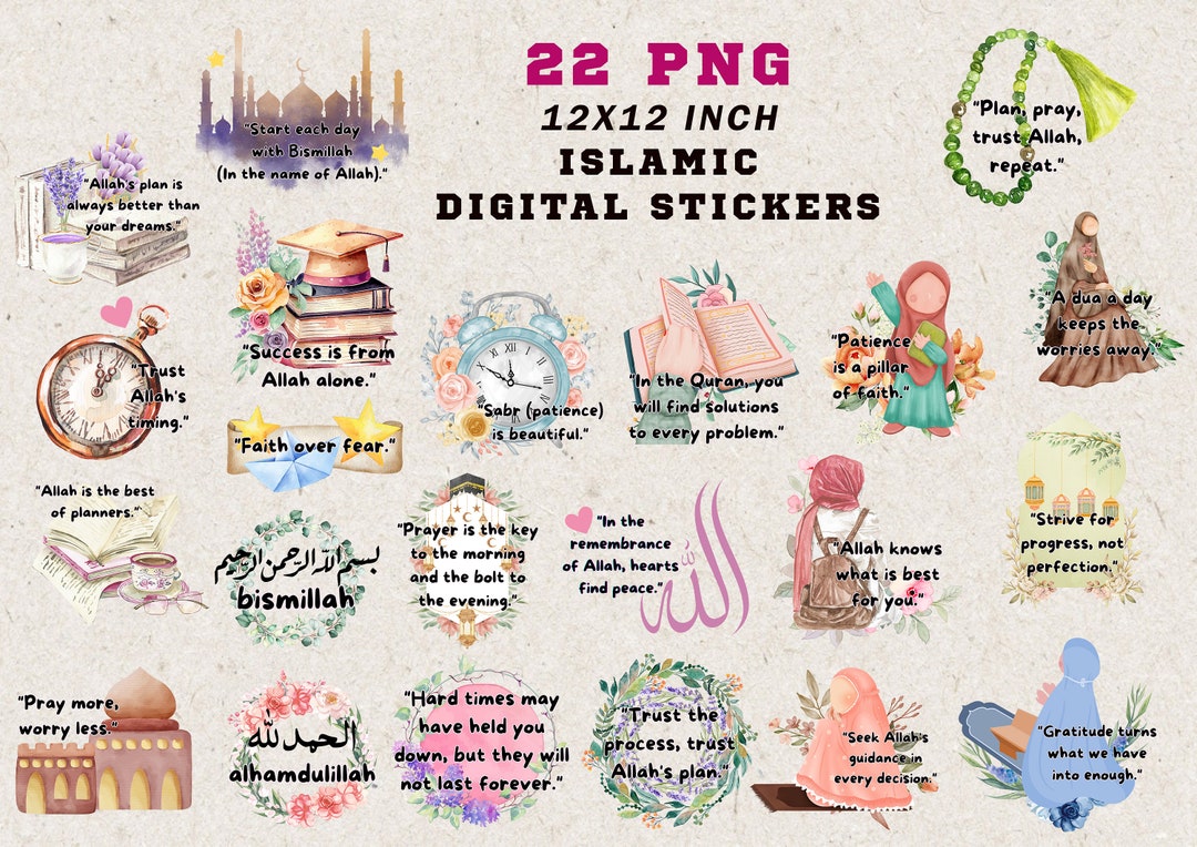 Islamic Digital Planner Sticker | Quotes and Saying PNG | Daily Islamic ...