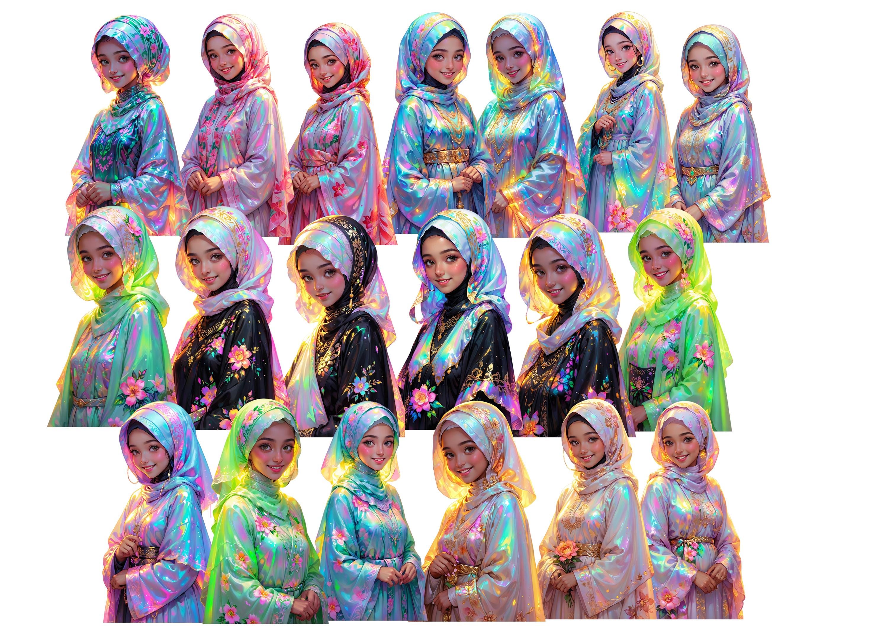 Muslim Hijab Girl Glowing | PNG Digital Files | Muslim Hijabi Girl ...