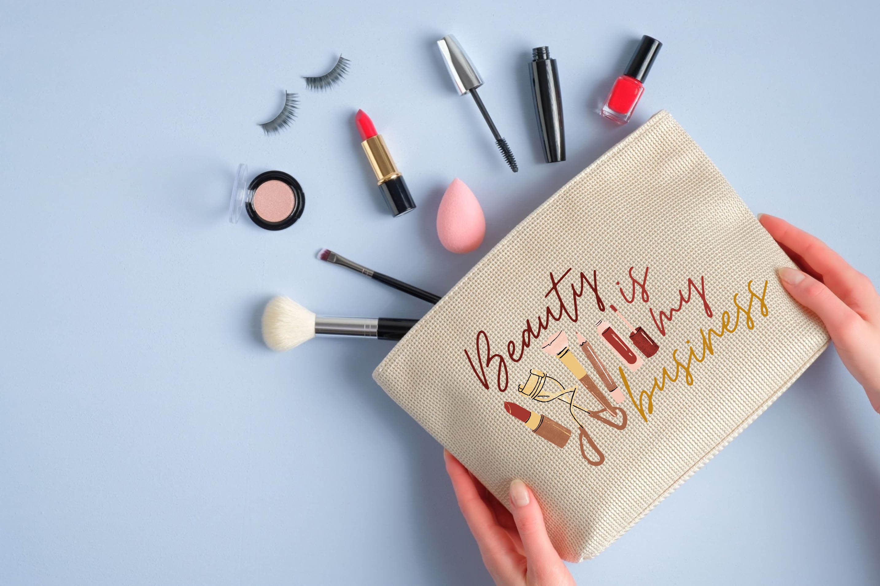 Makeup Bag Design Bag PNG Cosmetic Bag PNG Makeup Saying Design PNG ...