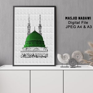 Masjid an Nabawi Medina | Green Dome | Digital File | JPEG | Printable ...
