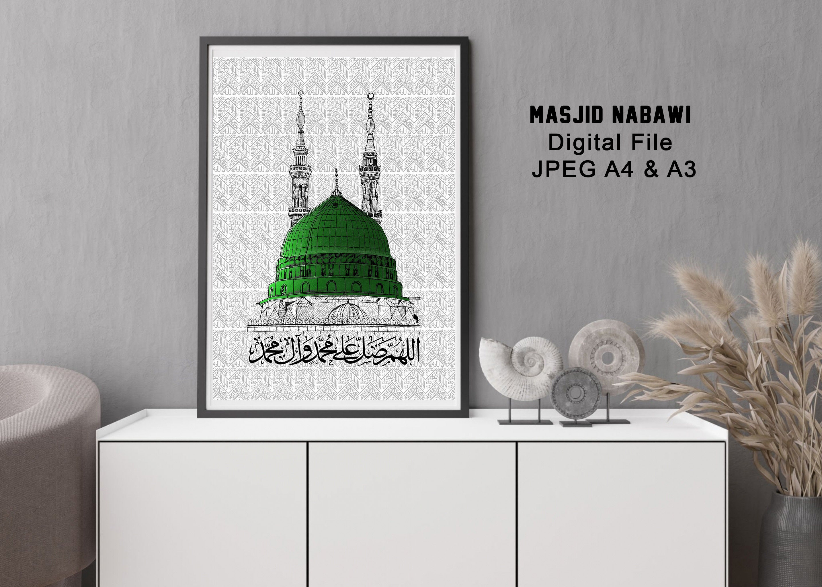 Masjid an Nabawi Medina | Green Dome | Digital File | JPEG | Printable ...