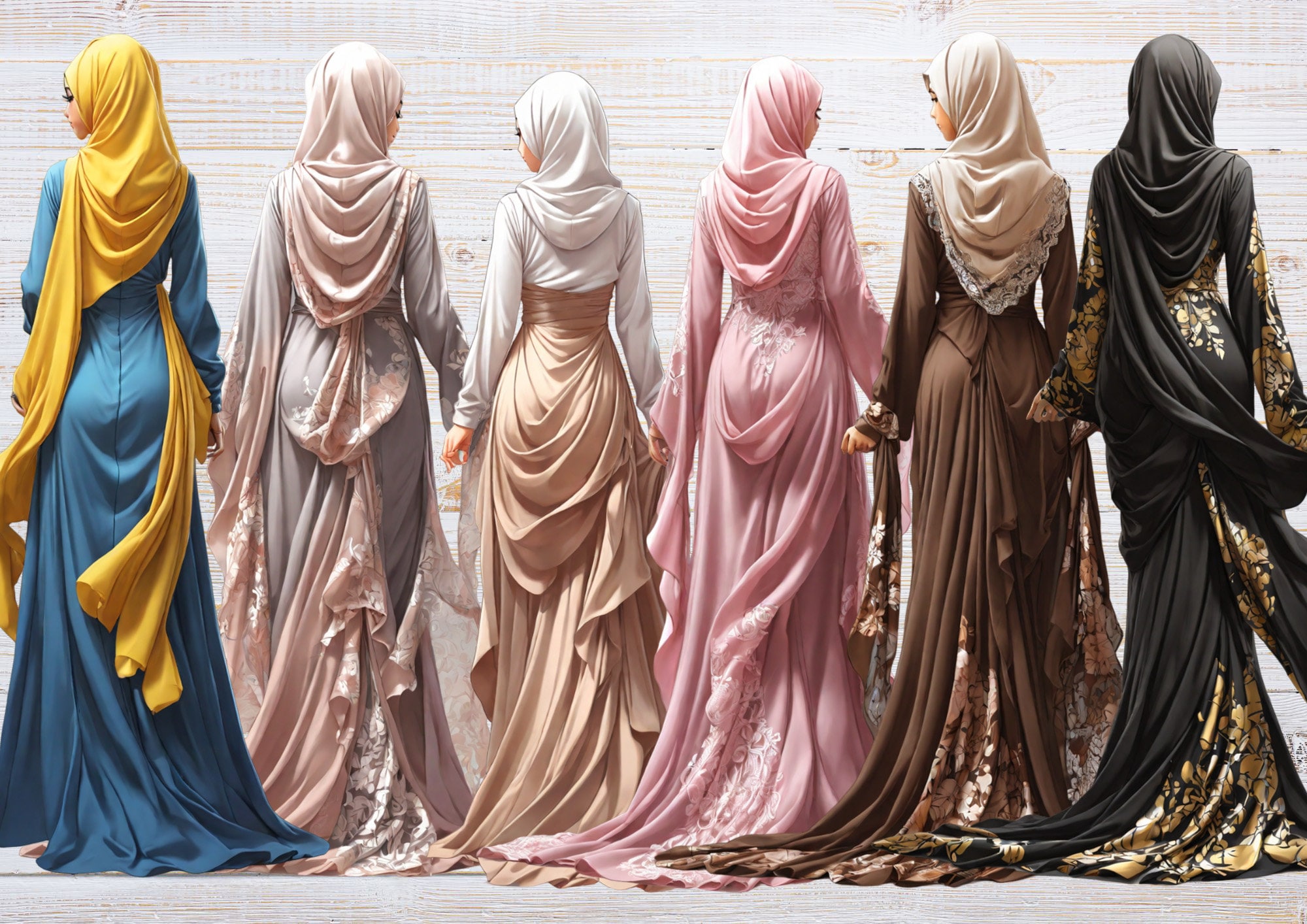 Hijabi Back View | Muslim Girl PNG | Muslim Woman | Abaya Dress ...