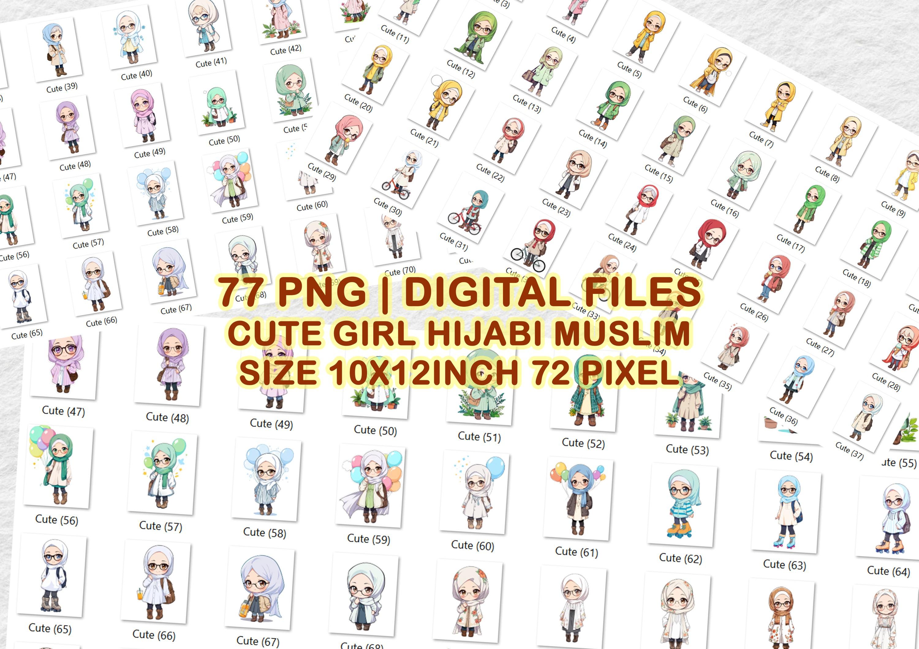Hijabi Girl Clipart: Muslim Kids PNG Stickers (digital File) - Etsy