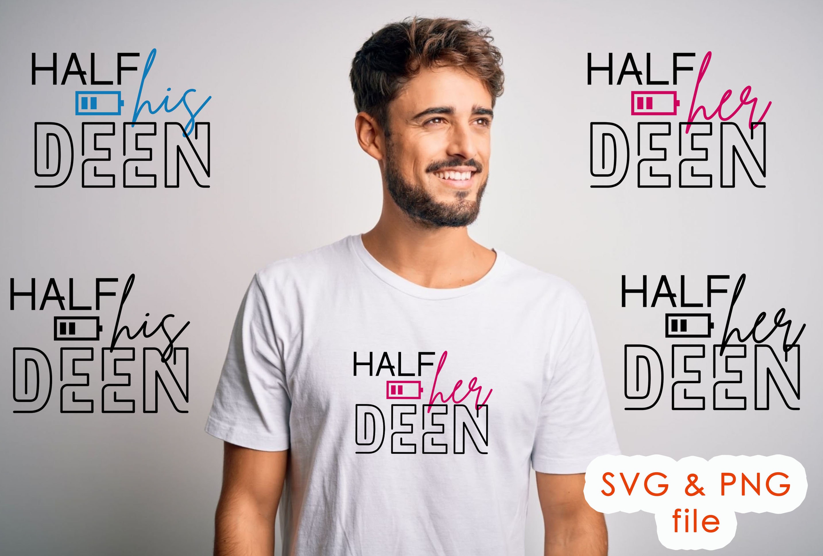 Muslim Shirt SVG PNG Half Her His Deen Sublimation , Islam Sublimation ...