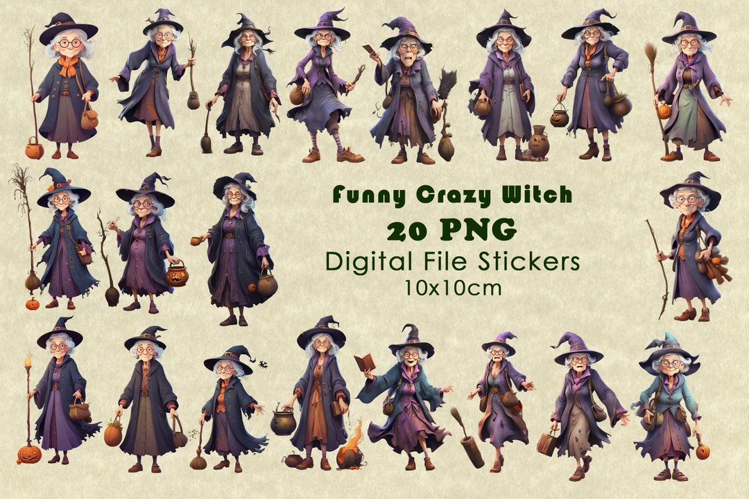 Witch Clipart Crazy Witch Funny Witch Witches Old - Etsy