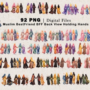 Best Friends Forever Hijab | Muslim Back View PNG | Bestfriend Hijab ...