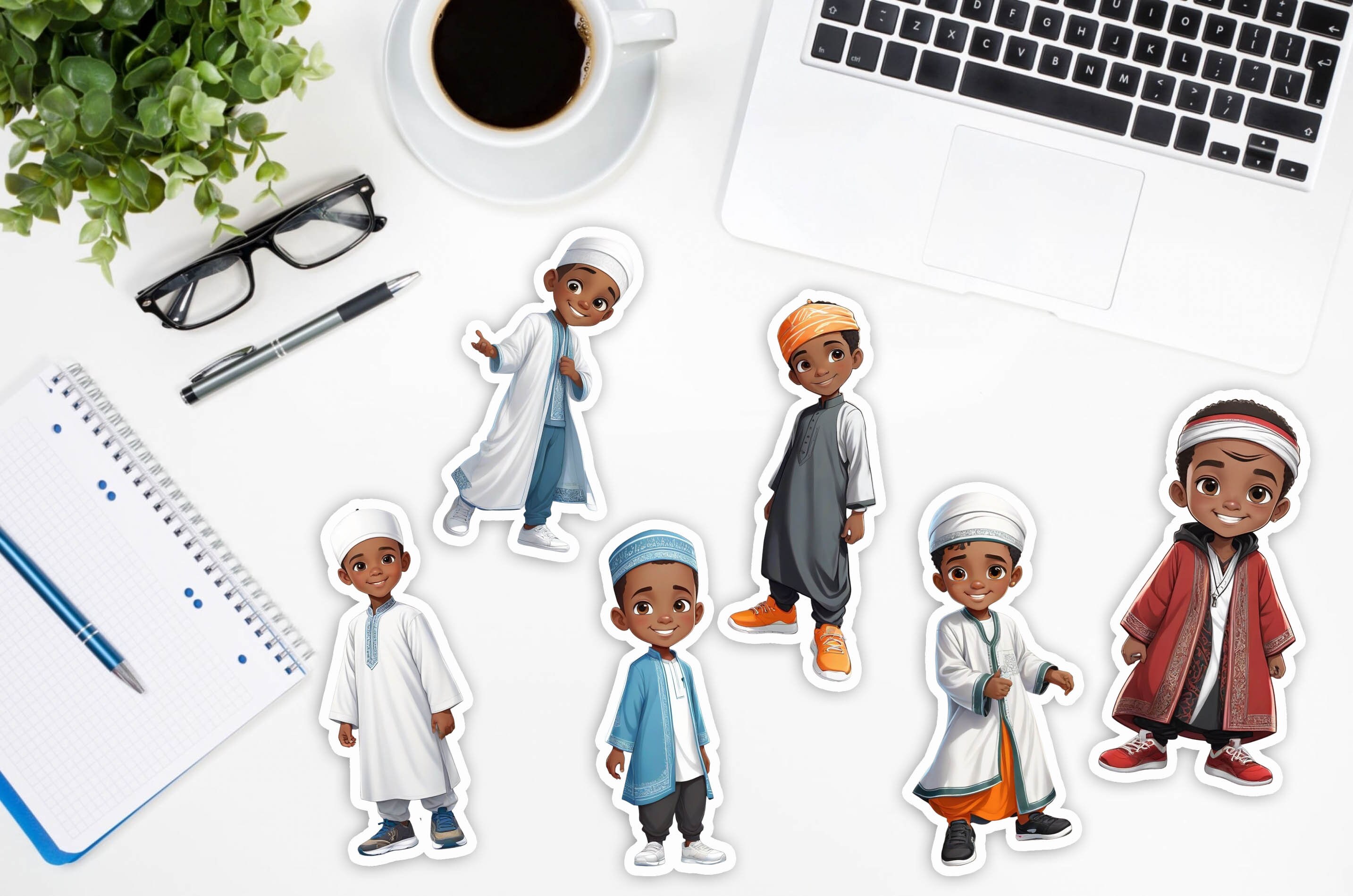 Muslim Black Boy | Islamic Digital Planner Sticker | Cute American ...