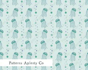 Jellyfish Cute Ocean Seamless Pattern Digital Download Unlimited ...