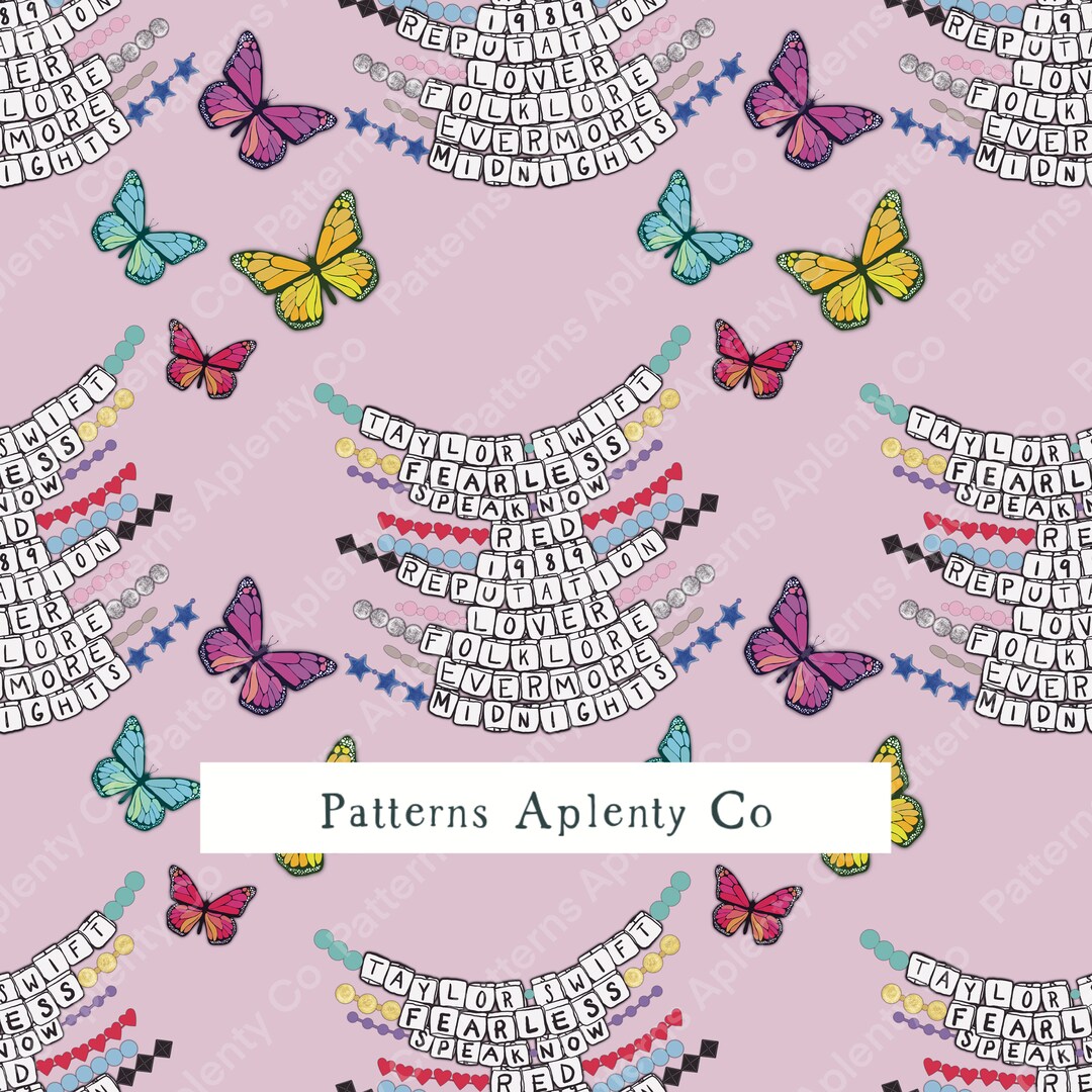 Taylor Swift Album Title Friendship Bracelet Butterflies Seamless ...