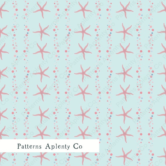 Starfish and Baubles Coastal Seamless Pattern - Etsy