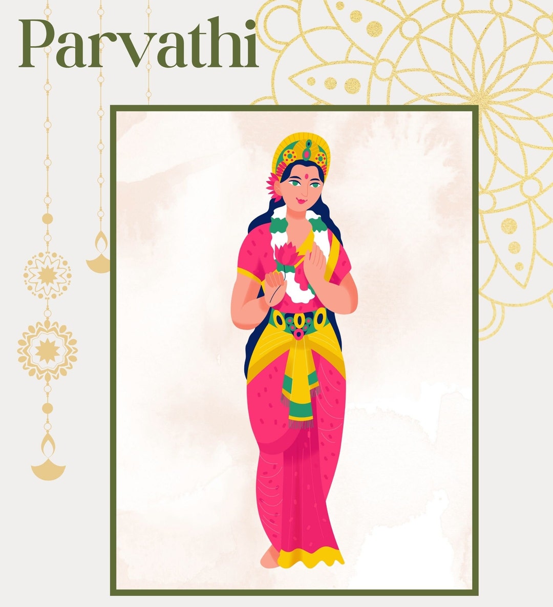 Goddess Parvati Illustration | Hindu God Art | Parvati Art | Parvati ...