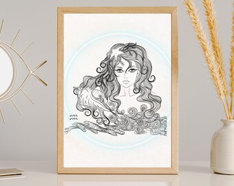 Aquarius Line Wall Art - Etsy