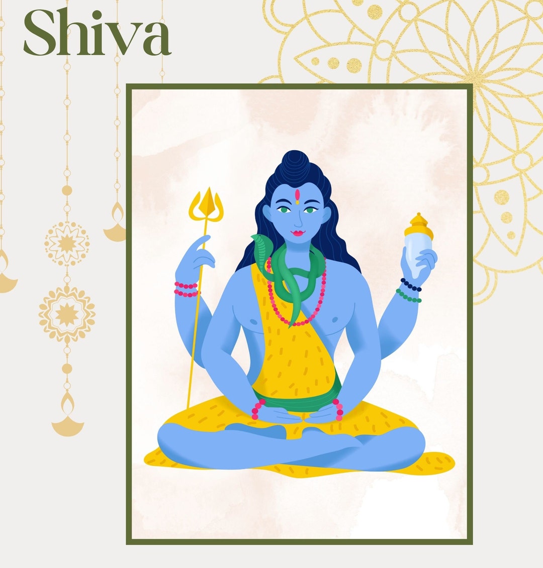 Lord Shiva Illustration | Hindu God Art | Shiva Art | Shiva Wall Decor ...