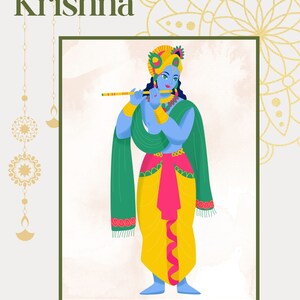Lord Krishna Illustration: Hindu God Art Print (digital Download) - Etsy