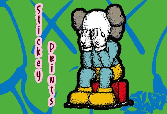 Sad Kaws Sticker Black Outerlayer - Etsy