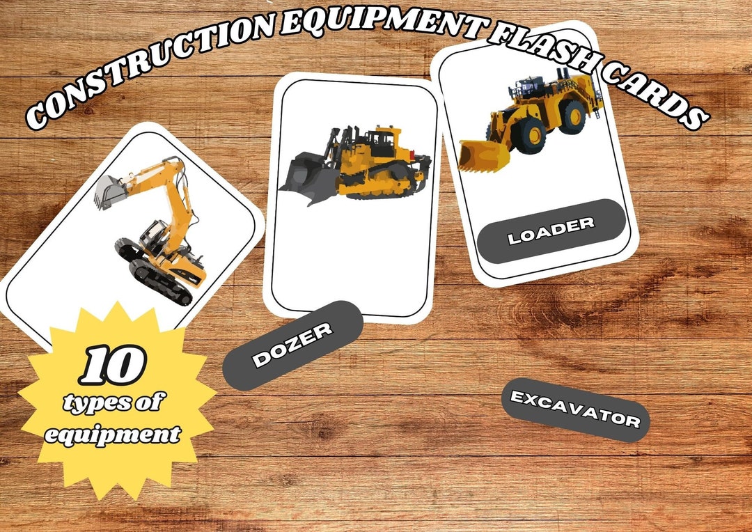Construction Equipment Themed Flash Cards, Learning Cards for Kids ...
