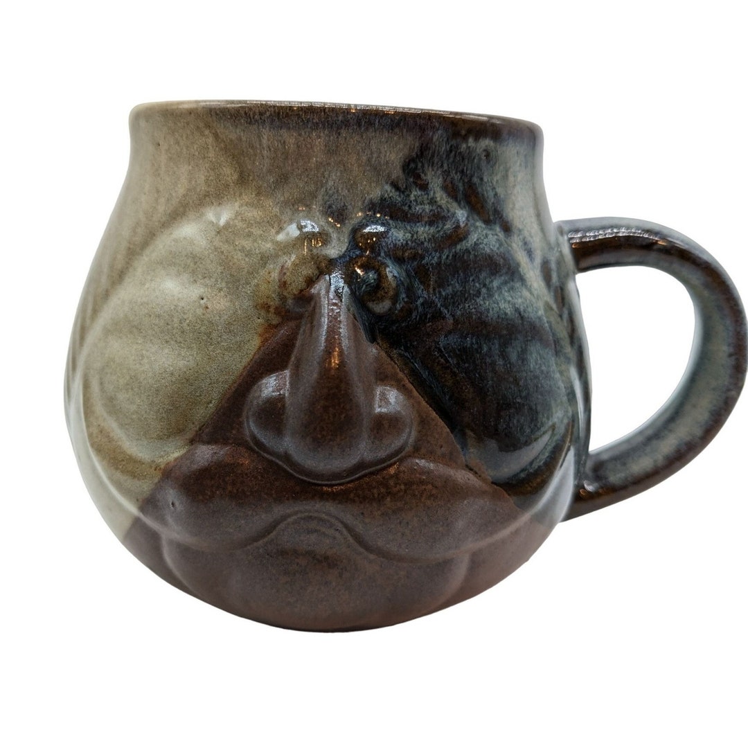 Mug Hand Thrown Face With Applied Mustache and Nose Well Made Great ...