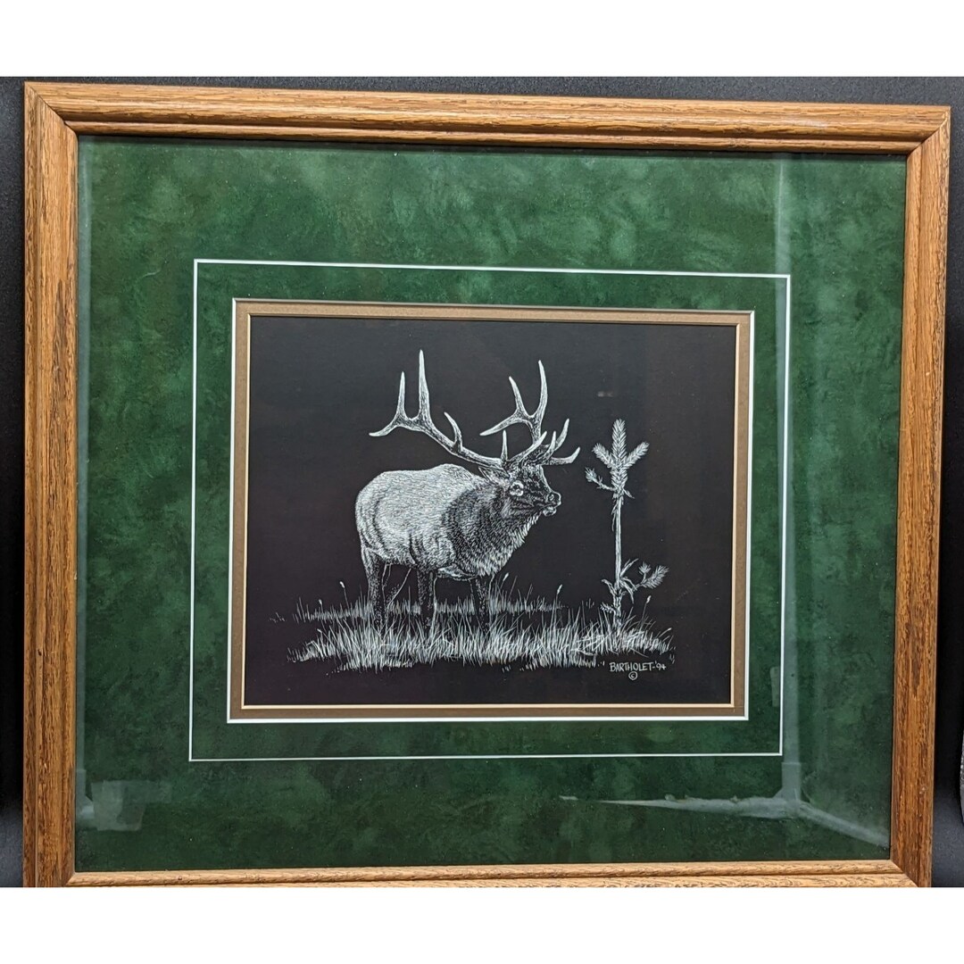 Elk Etching Artist Dave Bartholet 1994 Elk in Woods Oregon - Etsy