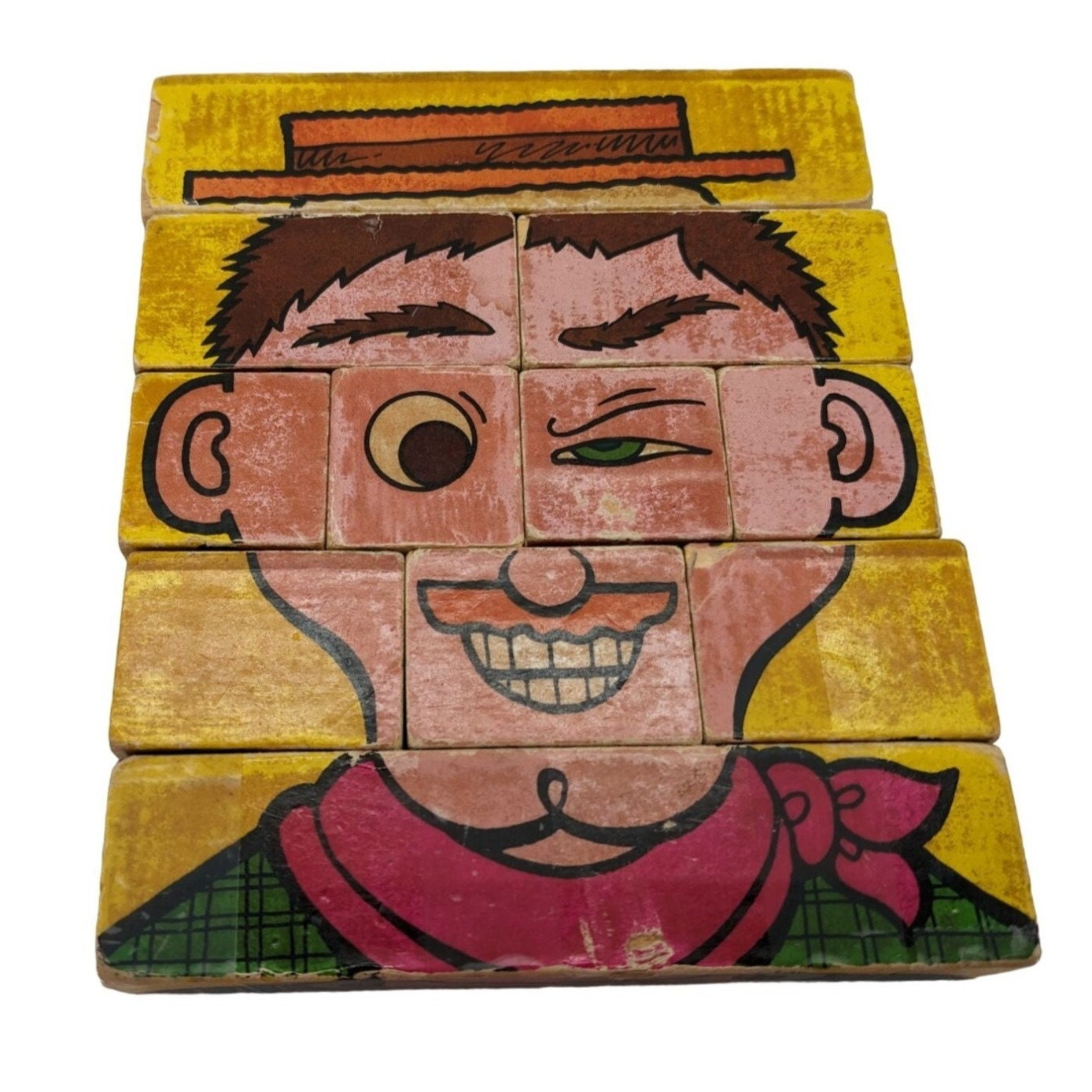 Wooden Blocks Changeable Charlie Great for Children Hats Ears Eyes Nose ...