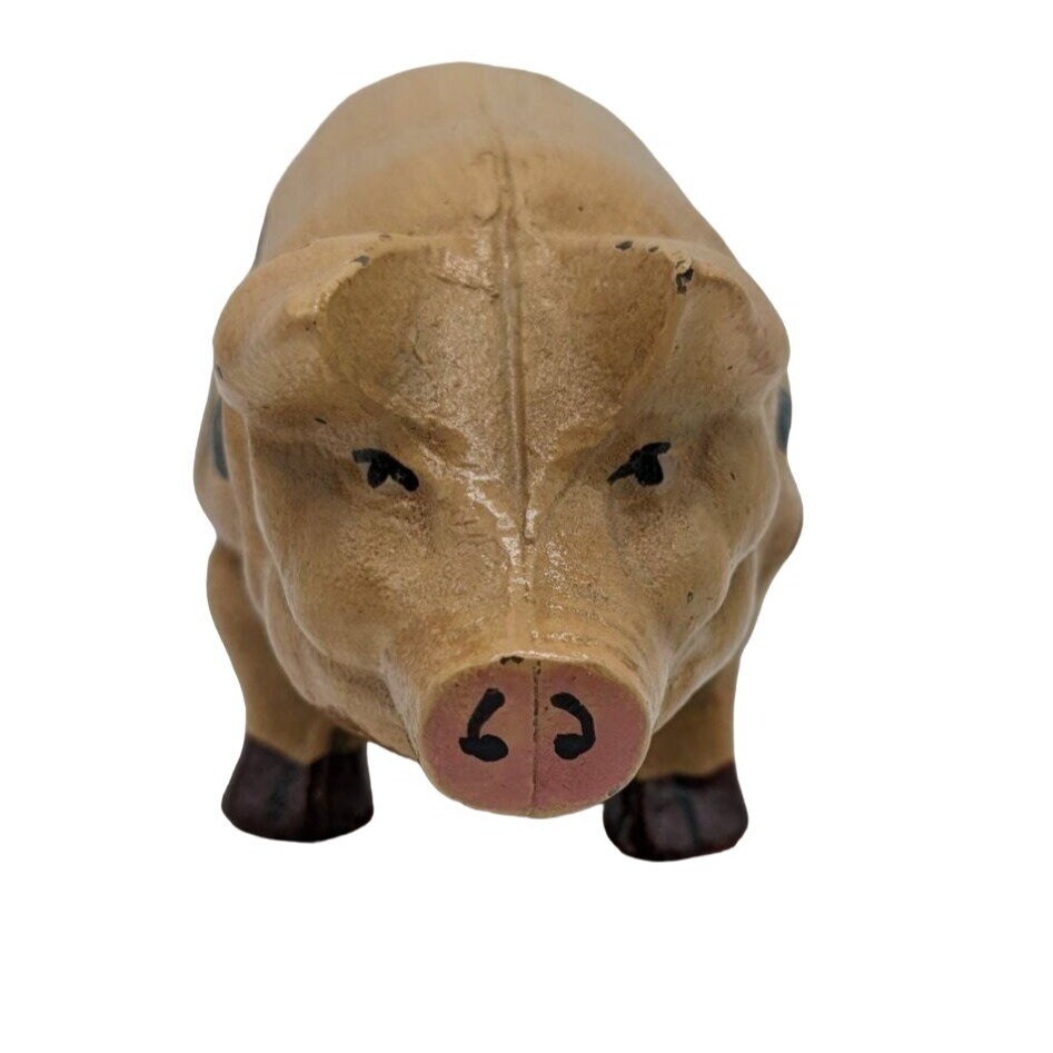 Pig Cast Iron Vintage Door Stop Book End Pet Black Spotted - Etsy