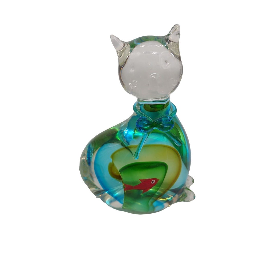 Cat Kittys Caper Art Glass Lennox 5 by 3.5 Inches - Etsy