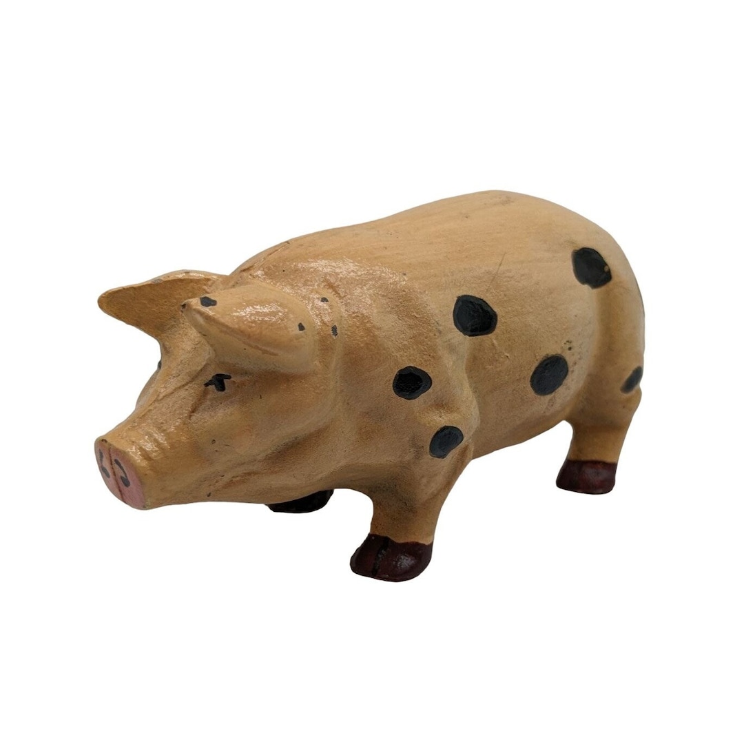 Pig Cast Iron Vintage Door Stop Book End Pet Black Spotted - Etsy
