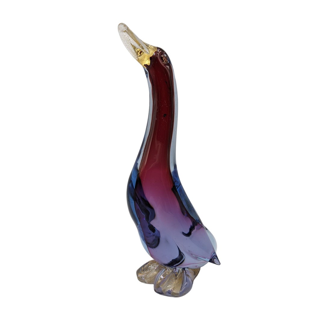 Murano Duck Rose to Purple Art Glass Salviati 9 Inches Tall Adventurine ...