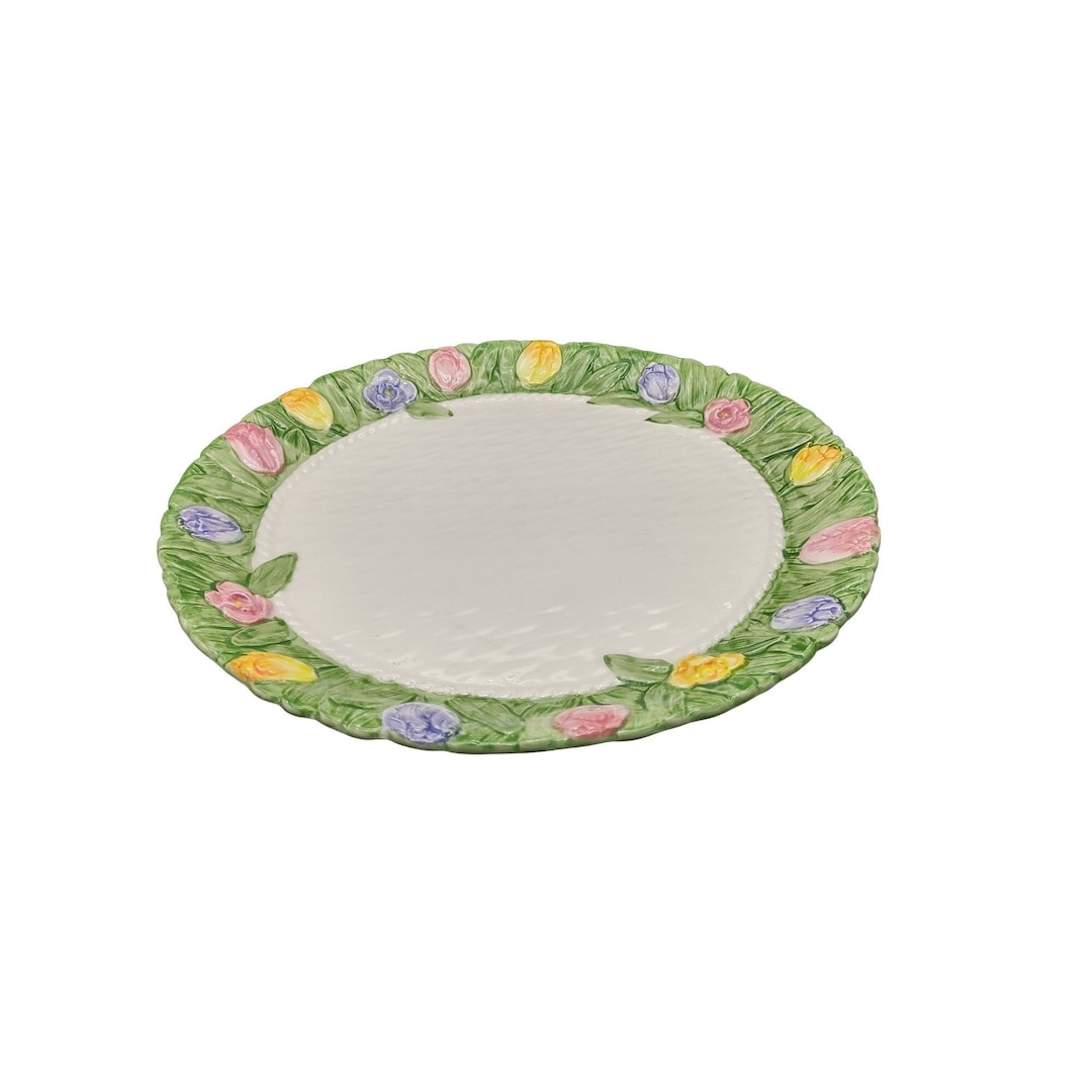 Otagiri Mary Ann Baker Plate Basket Weave With Floral Pattern 11 Inches ...