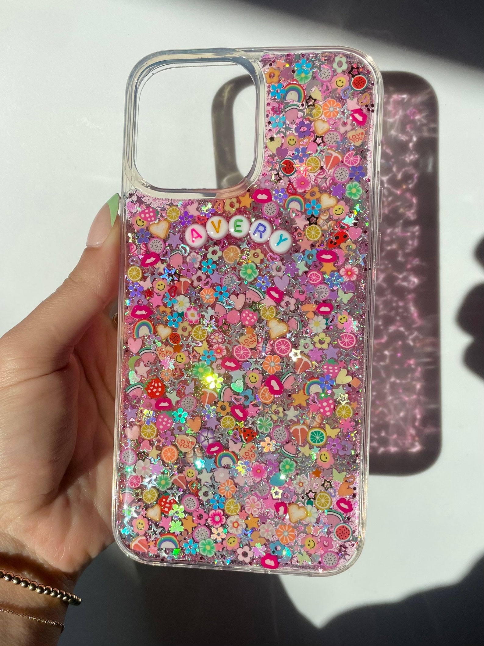 Fuchsia Sparkle Phone Case: Personalized Glitter Resin, Polymer Clay ...