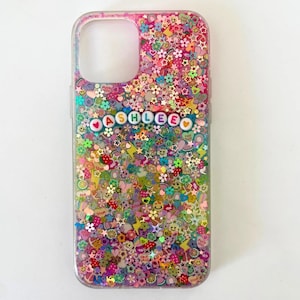 Happy Sparkle Resin Phone Case: Glitter, Polymer Clay Slices ...