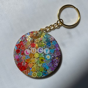 Rainbow Glitter Sparkle Resin Key Chain - Etsy