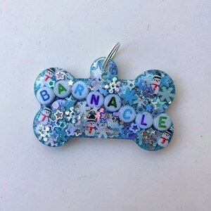 Blue Holiday Sparkle Pet ID Tag, Glitter Pet Tag, Made-to-order Pet Tag ...