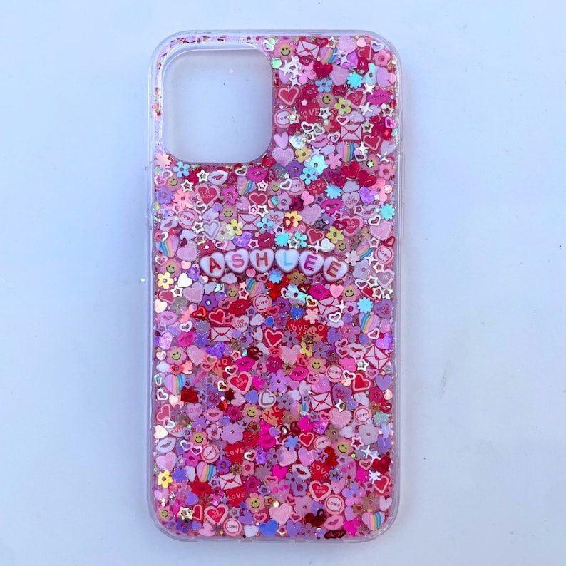 Valentine's Day Sparkle Resin Phone Case: Custom Glitter iPhone or ...