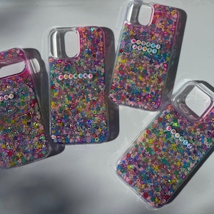 Happy Sparkle Resin Phone Case: Glitter, Polymer Clay Slices ...