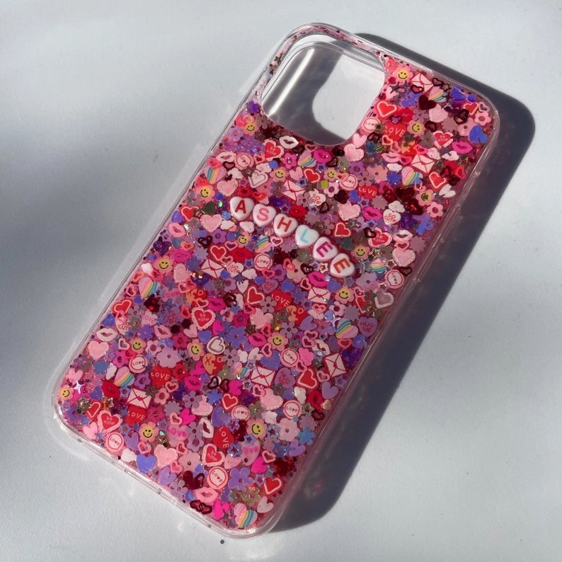 Valentine's Day Sparkle Resin Phone Case: Custom Glitter iPhone or ...