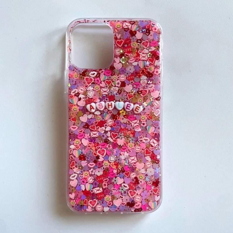 Valentine's Day Sparkle Resin Phone Case: Custom Glitter iPhone or ...