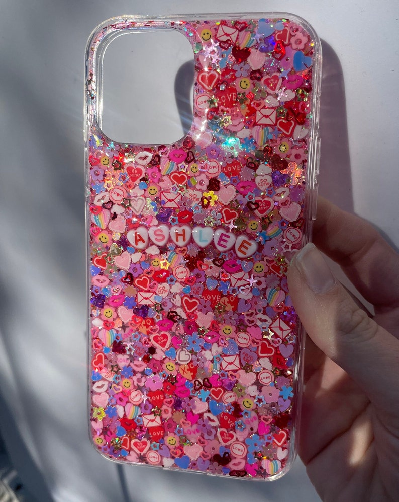 Valentine's Day Sparkle Resin Phone Case: Custom Glitter iPhone or ...