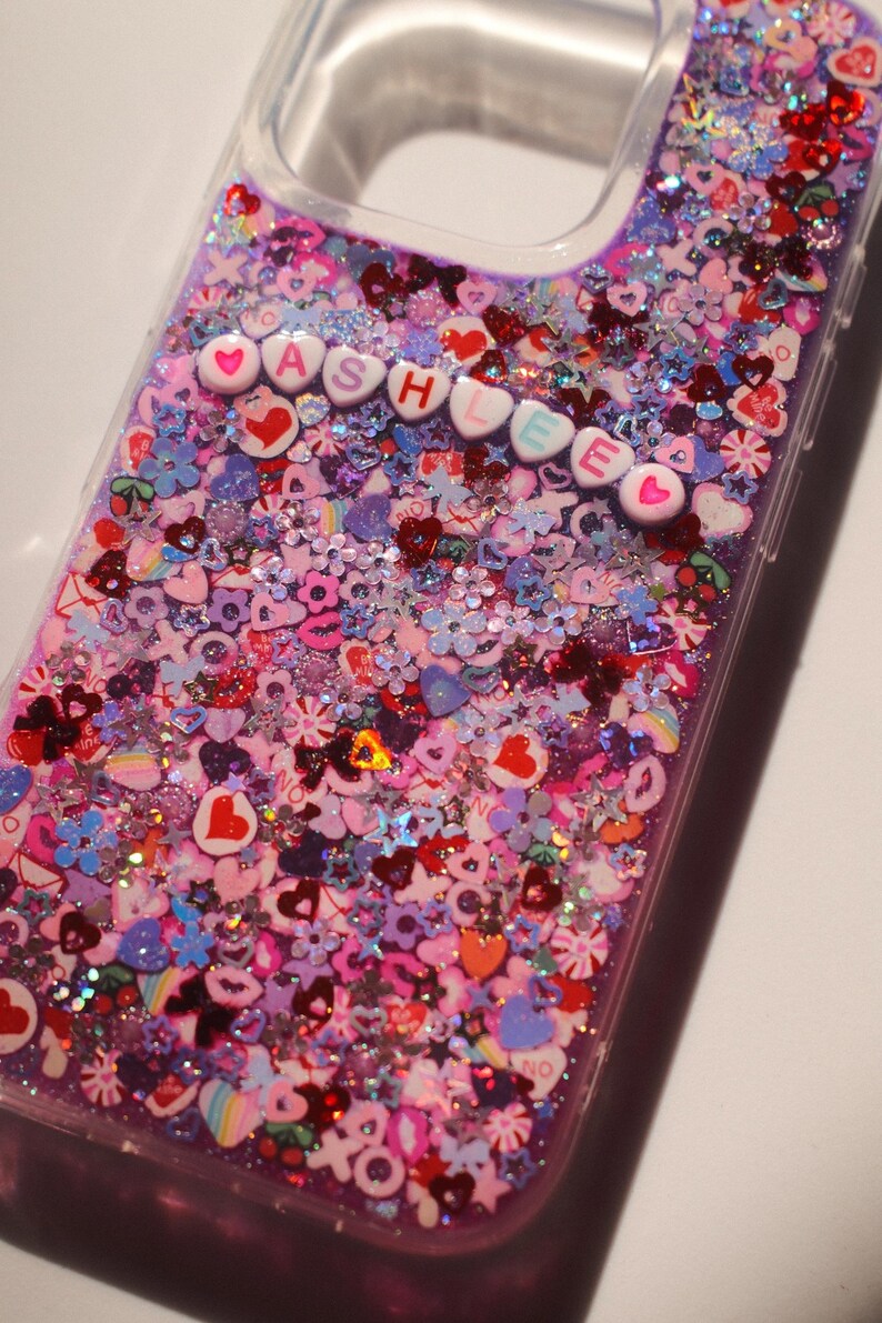 Cupid’s Sparkle Resin Phone Case: Valentine's Day Glitter - Etsy