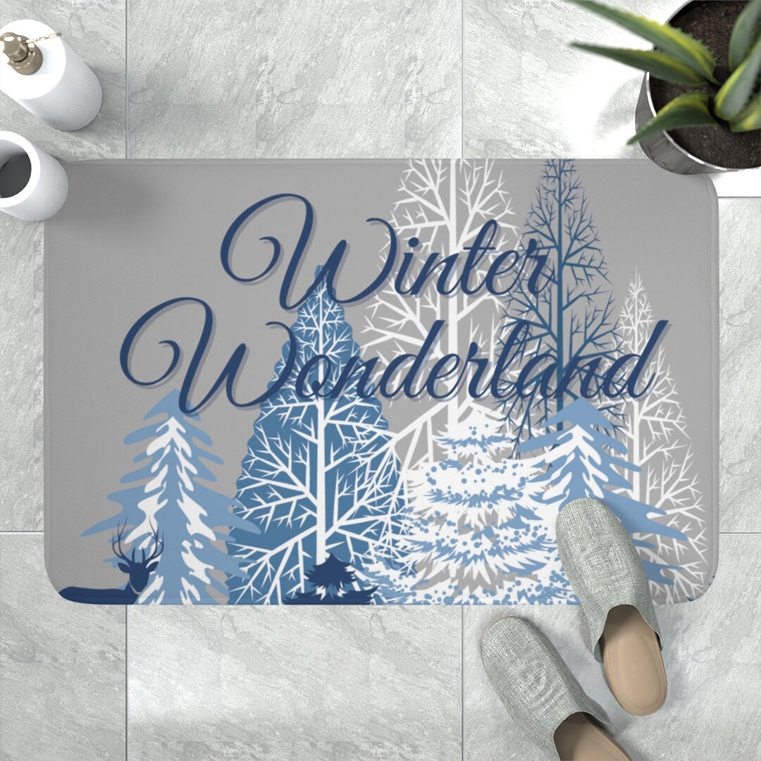 Winter Wonderland Christmas or Holiday Memory Foam Bath Mat - Etsy