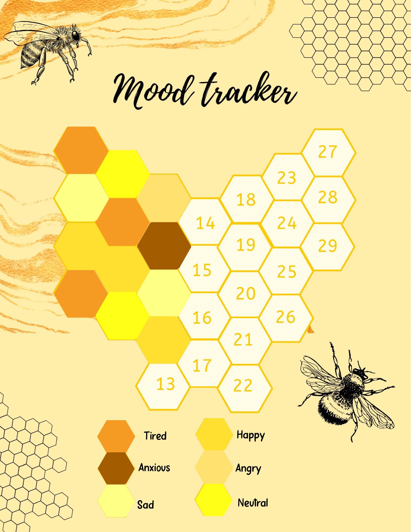 Honey Bee Mood Tracker - Etsy
