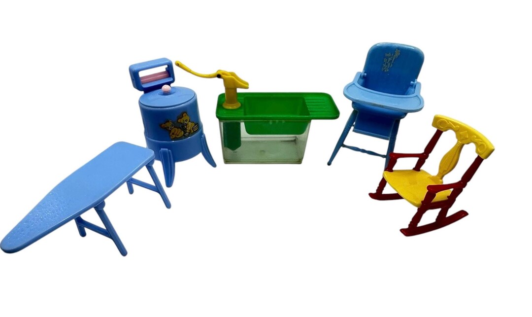 1940's Renwal Dollhouse Rocking Chair, Washing Machine, Ironing Board ...