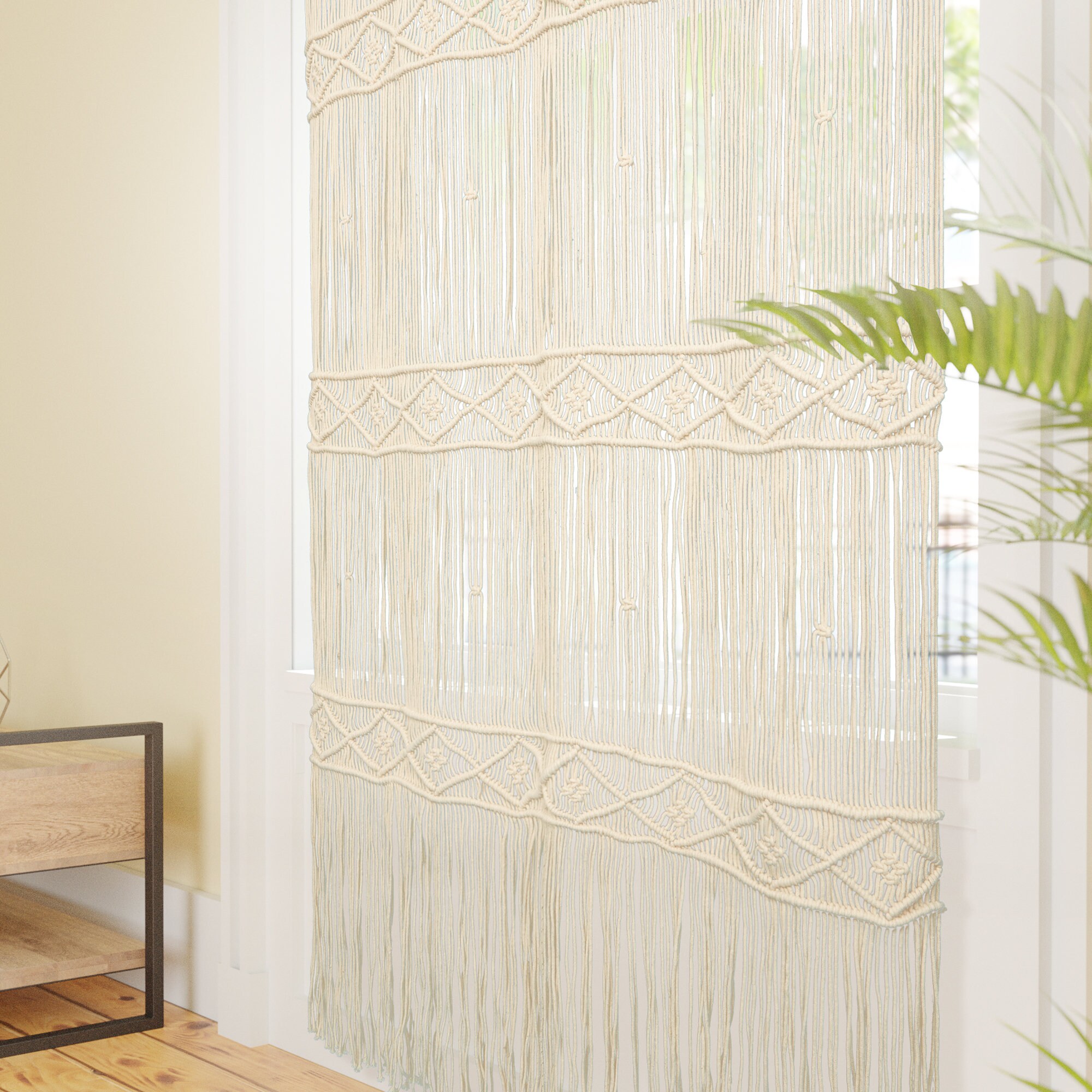 Moonbae Macrame Aztec Curtain Panels Set of 2 in Ivory Each - Etsy