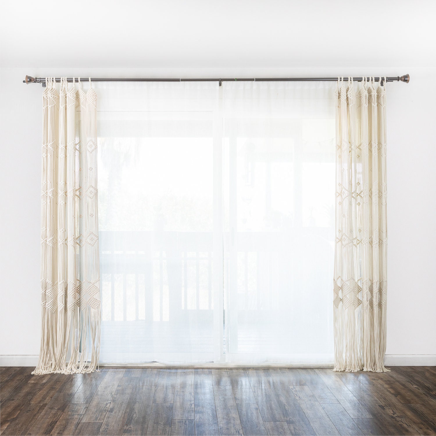 Moonbae Sheer Voile Ivory Window Rod Pocket Backdrop Curtain Panels Set ...