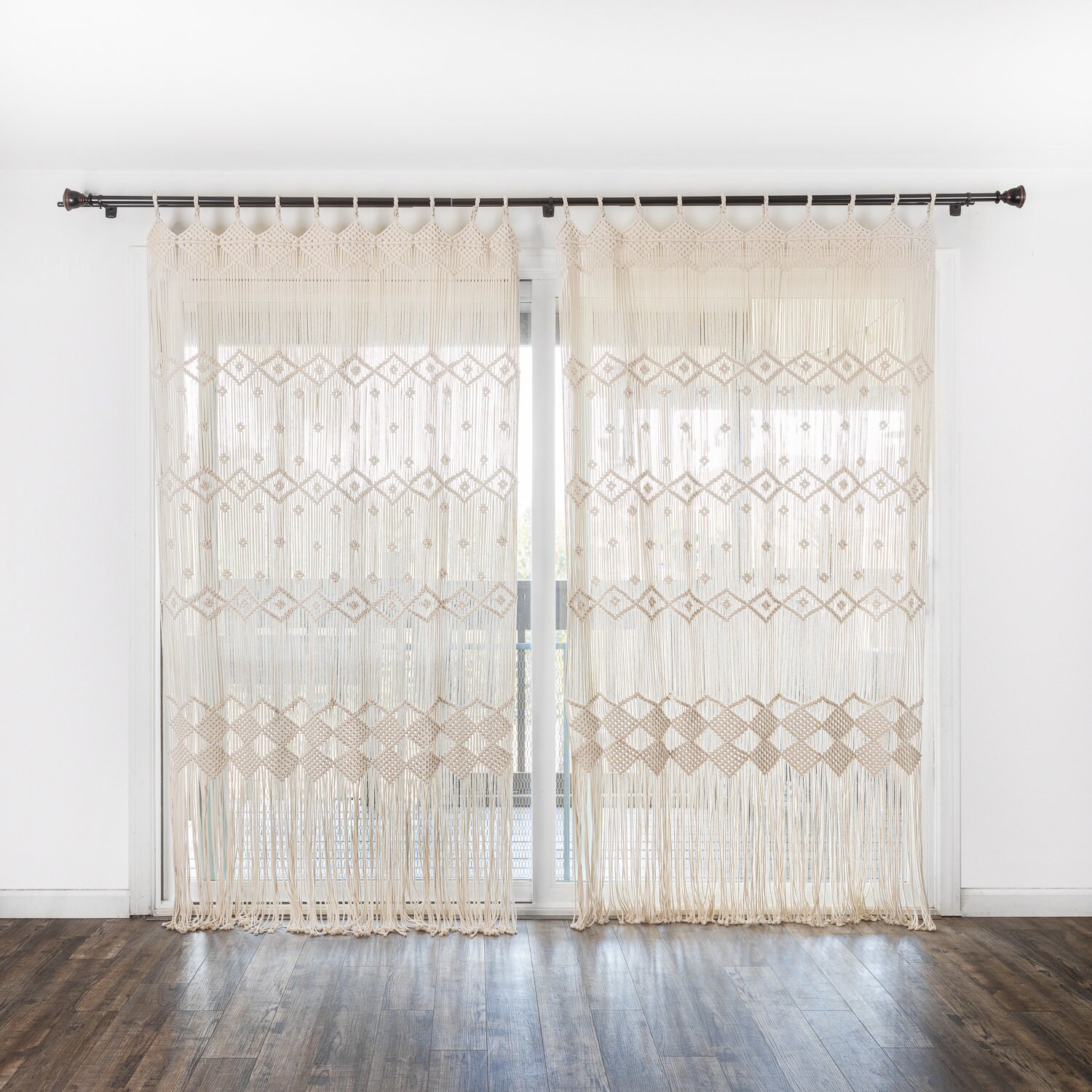 Moonbae Macrame Extra Large Window/sliding Glass Door Curtains Boho ...