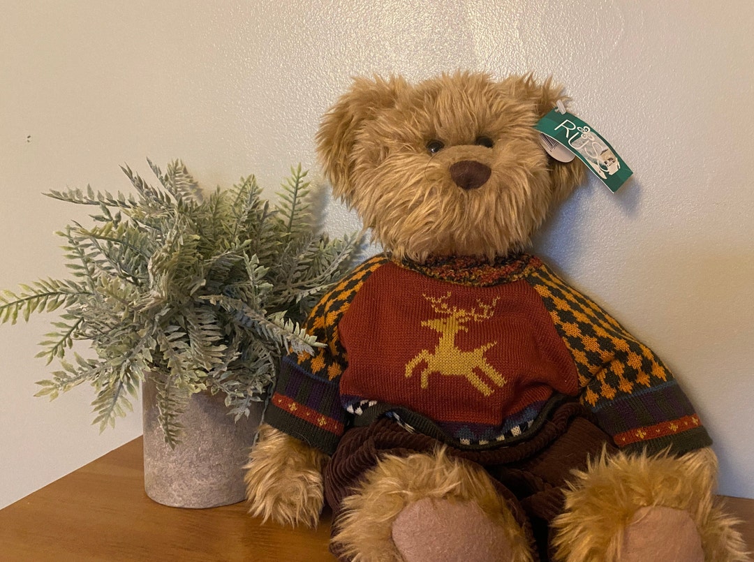 Vintage Russ Berrie Dressed Bear, Festive Gatherings, Fiber & Bean ...