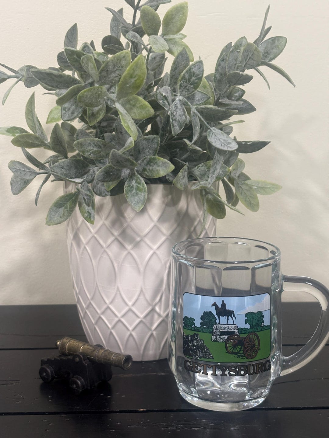 Vintage Gettysburg Battlefield Statue Clear Glass Mug Coffee Cup ...