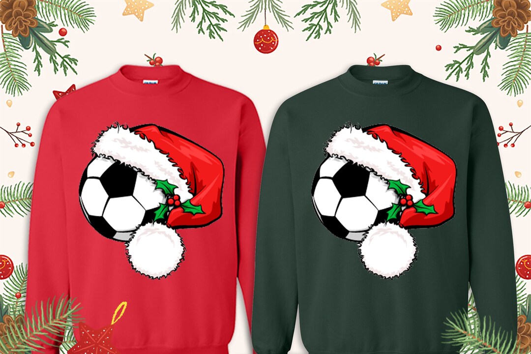 Soccer Santa Sweatshirt, Santa Sweatshirt, Christmas Sport Sweater ...